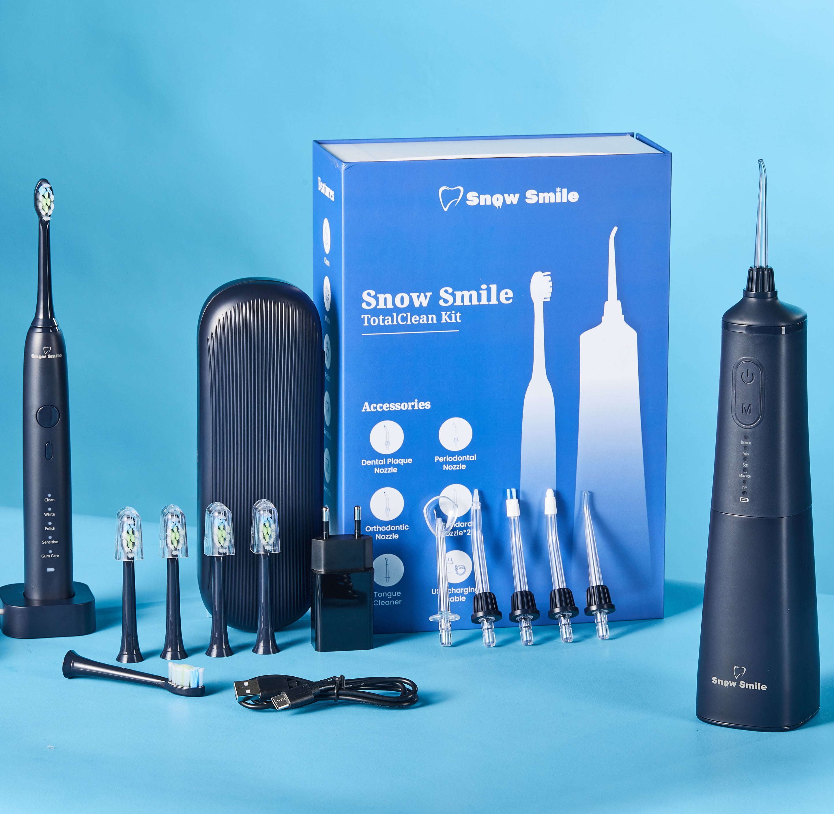 Snow Smile® Sonic elektrisk tandborste och vattenflosser i kombination